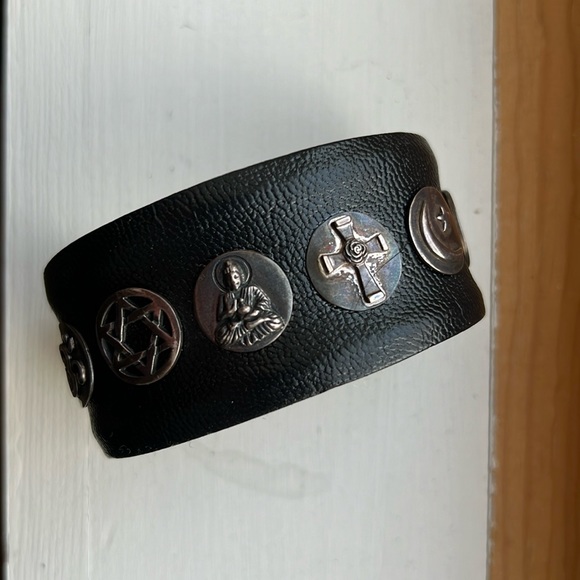 Accessories | Leather Peace Cuff 7 Icons | Poshmark